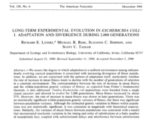 The Long-Term Evolution Experiment – Observing bacterial evolution in ...
